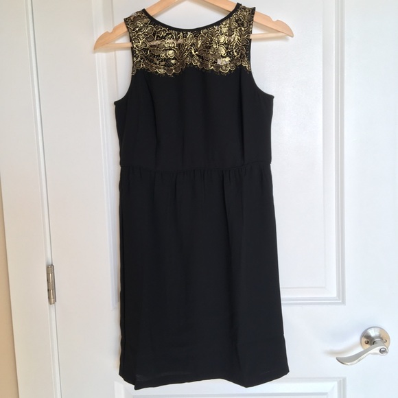 LOFT | Dresses | Loft Gold Metallic Lace Dress 2p | Poshmark